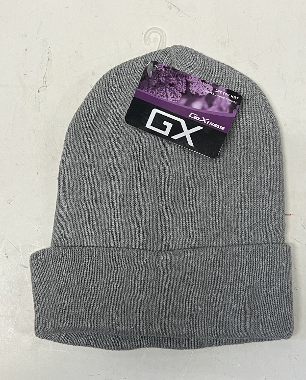 NEW GX GO XTREME LADIES HAT, GX-7107 LIGHT GREY CUFFED TOQUE / BidClub